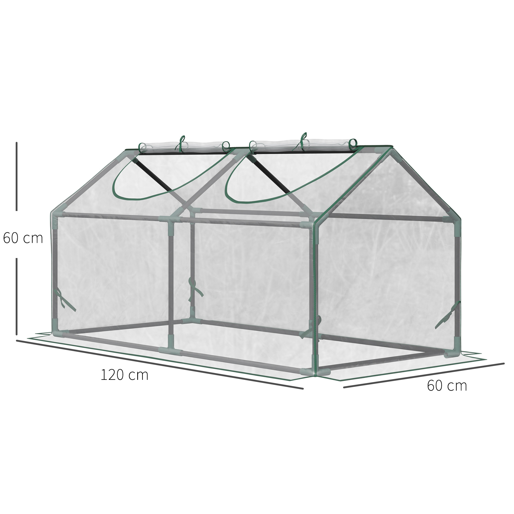 Plastikdrivhus med vindue, PVC-drivhus 120x60x60 cm, gennemsigtigt ...